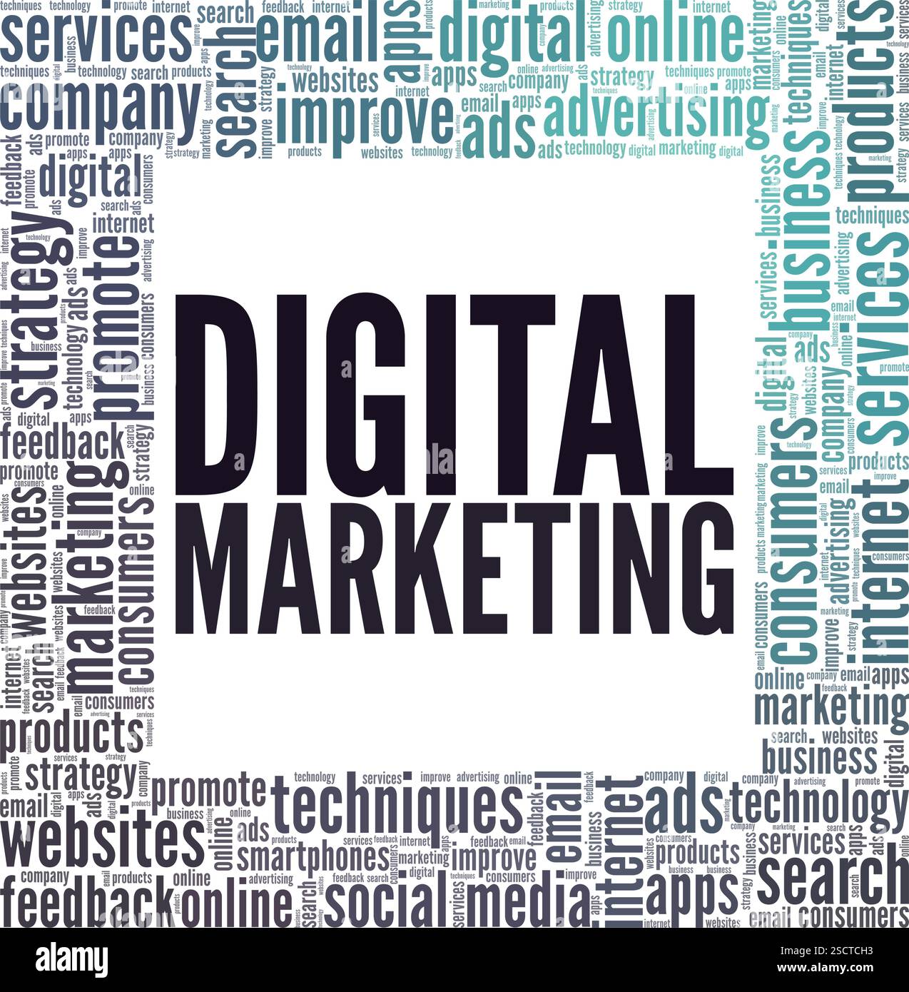 Digital Marketing word cloud conceptual design isolated on white ...