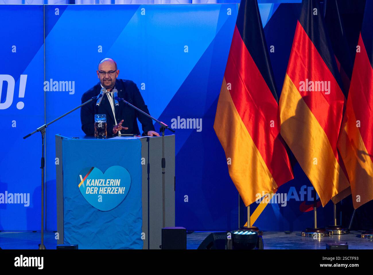Greding, Bavaria, Germany - February 7, 2025: Election campaign event of the AfD Alternative for ...