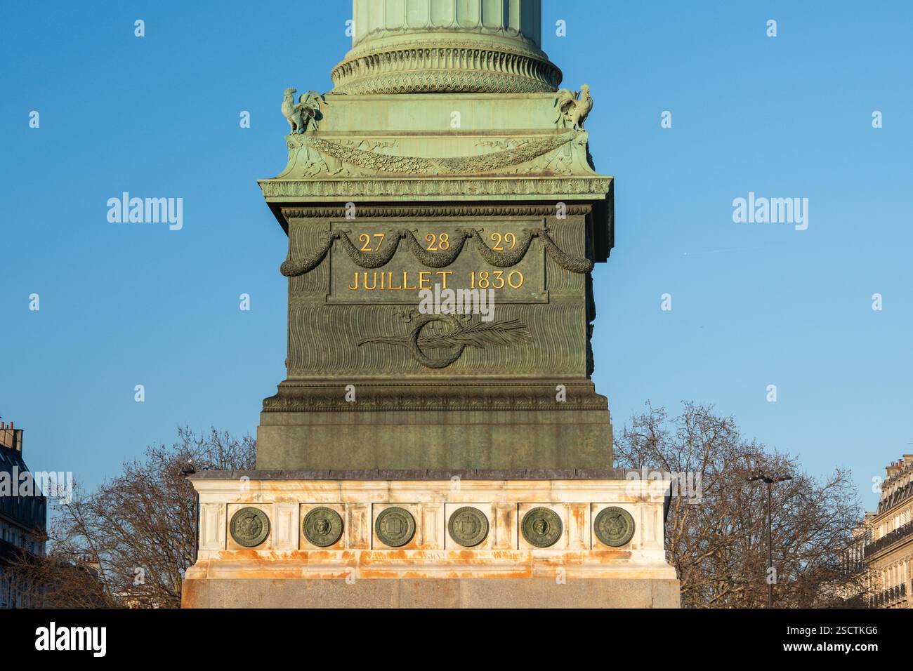 Celebrating historic moments at the monument in Paris on a clear summer ...