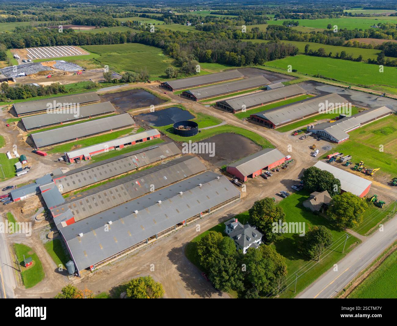 Aerial View of a Large Dairy Farm. 2241 York Road W. York, New York ...