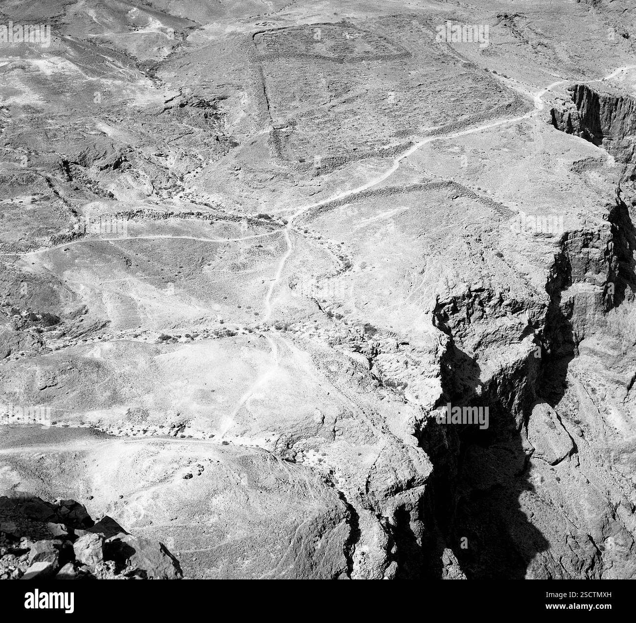 View of the Roman fort in Israel from Mount Masada. [automated ...
