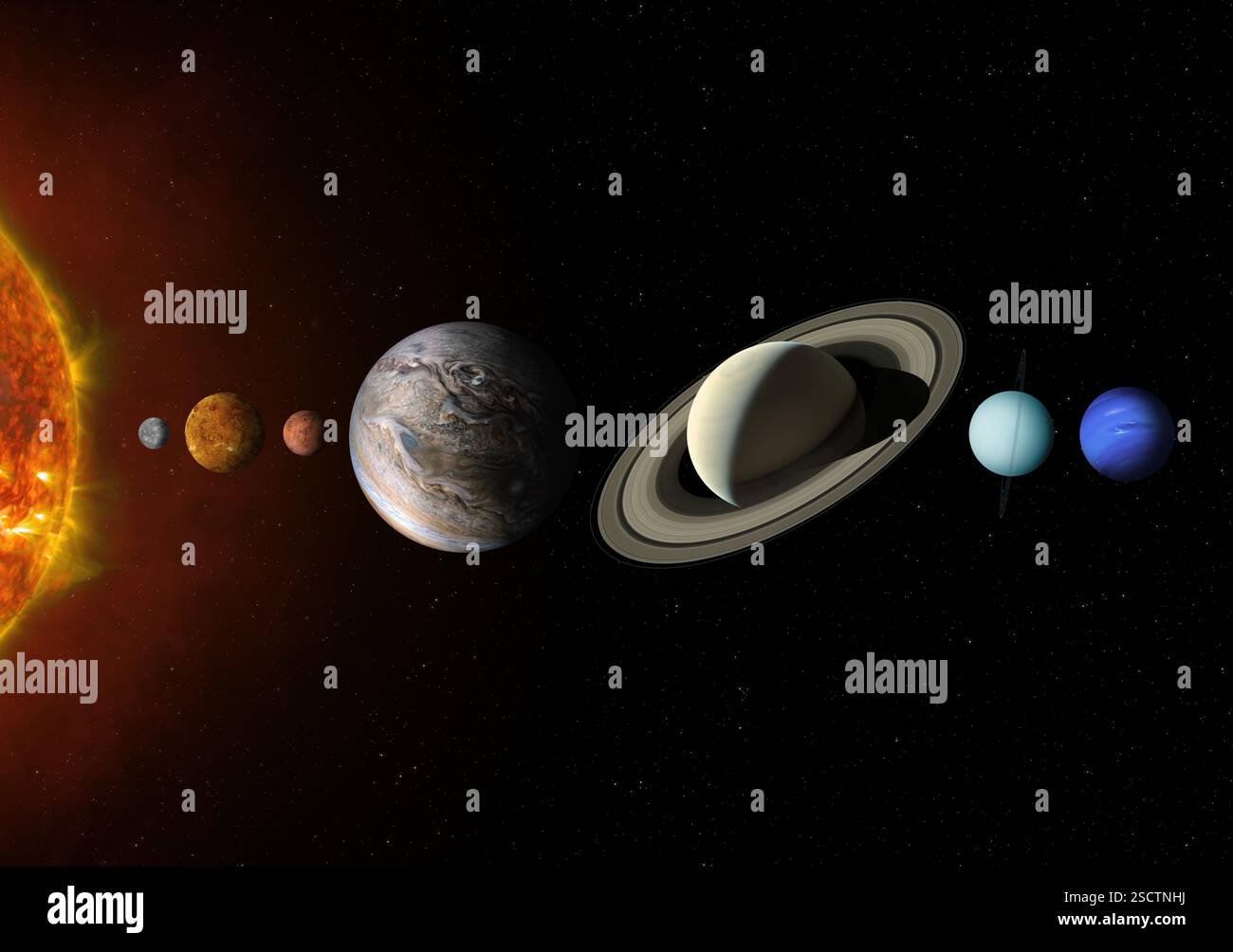 A planetary alignment or a planet parade. Mercury, Venus, Mars, Jupiter ...