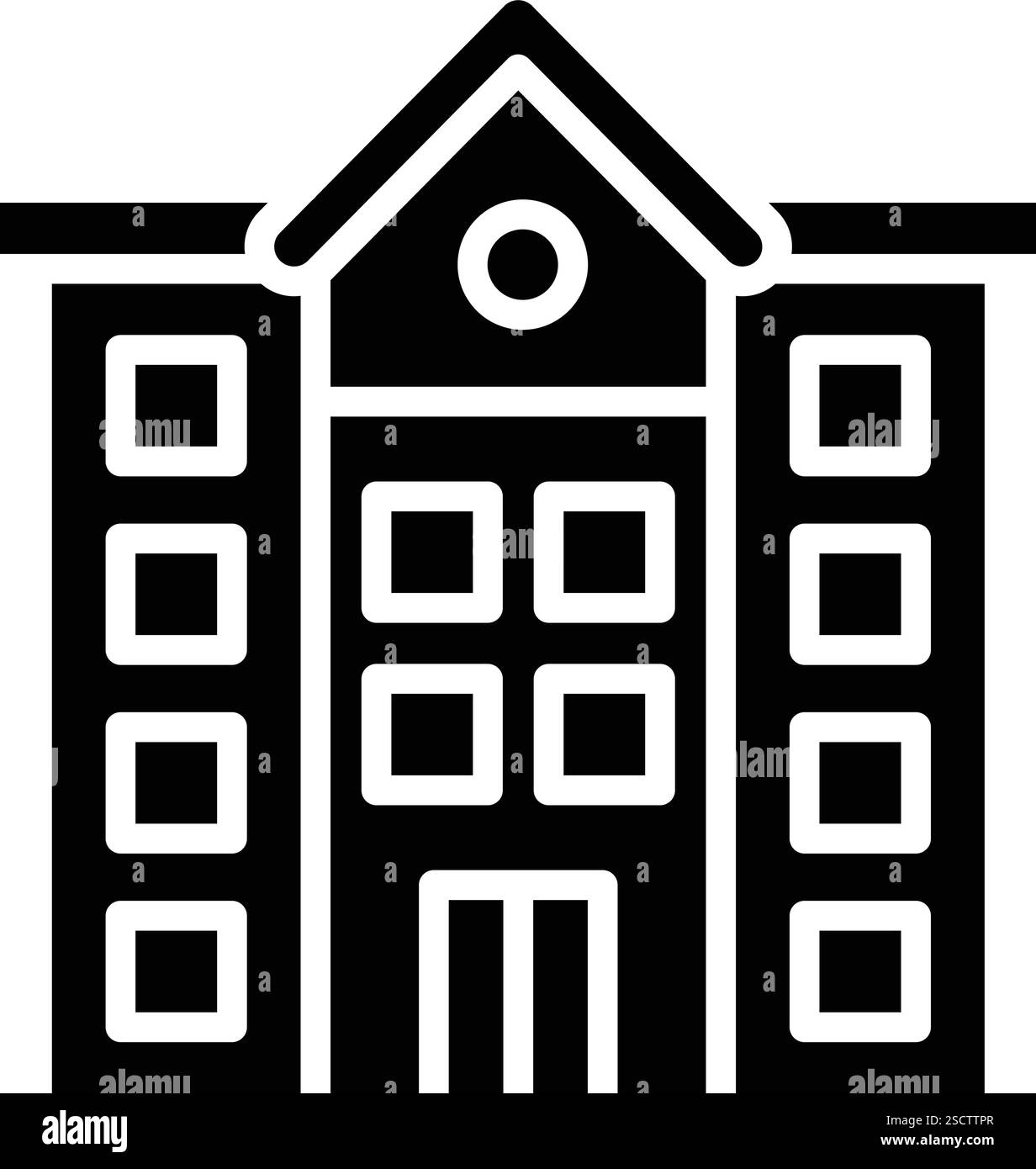 Building icon outline illustration Black and White Stock Photos ...