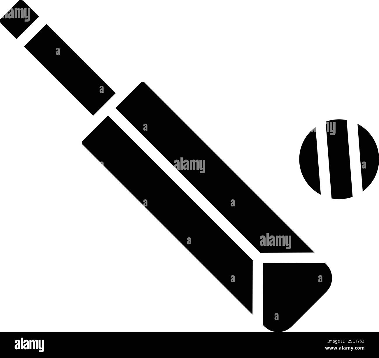 Cricket bat and ball vector Black and White Stock Photos & Images - Alamy