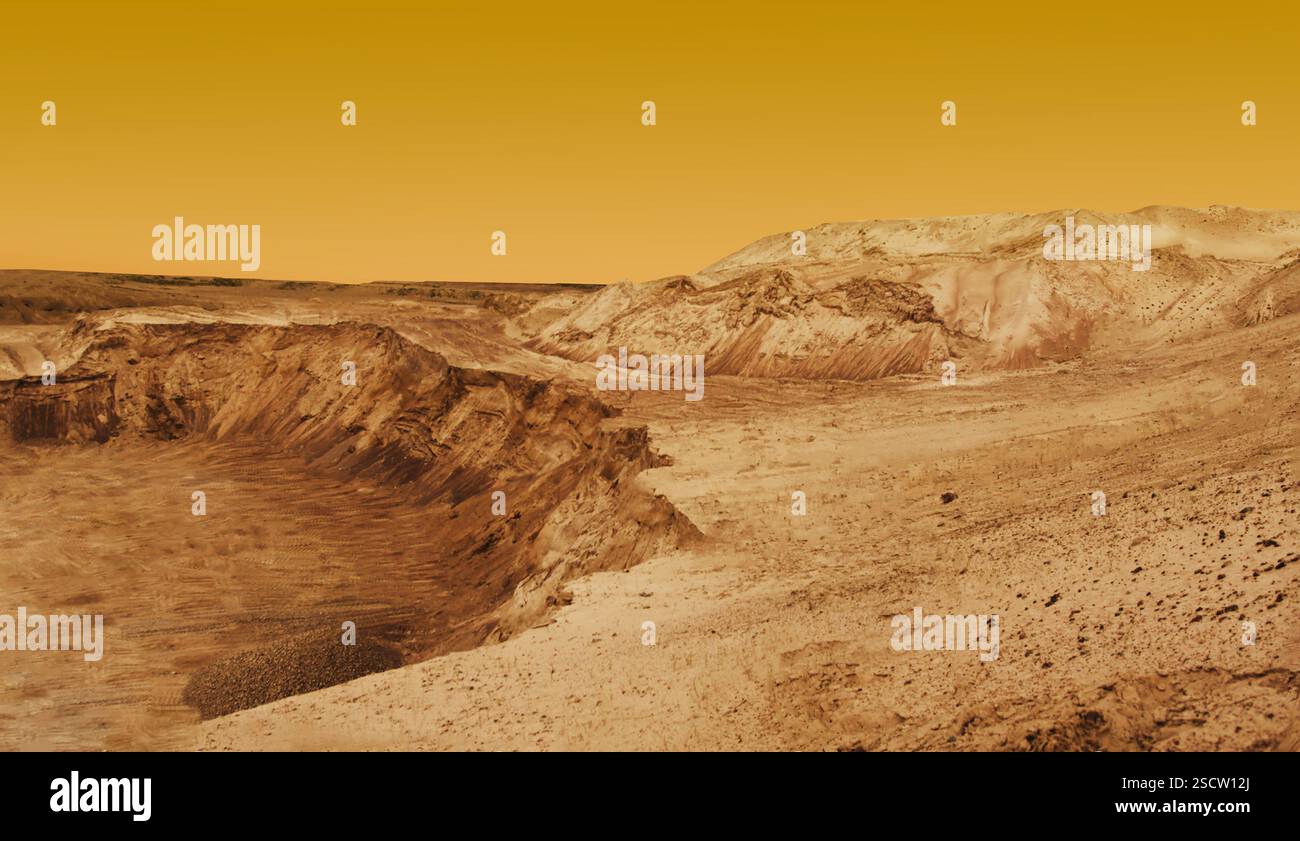 Mars landscape. Red mars planet terrain, science fiction background ...