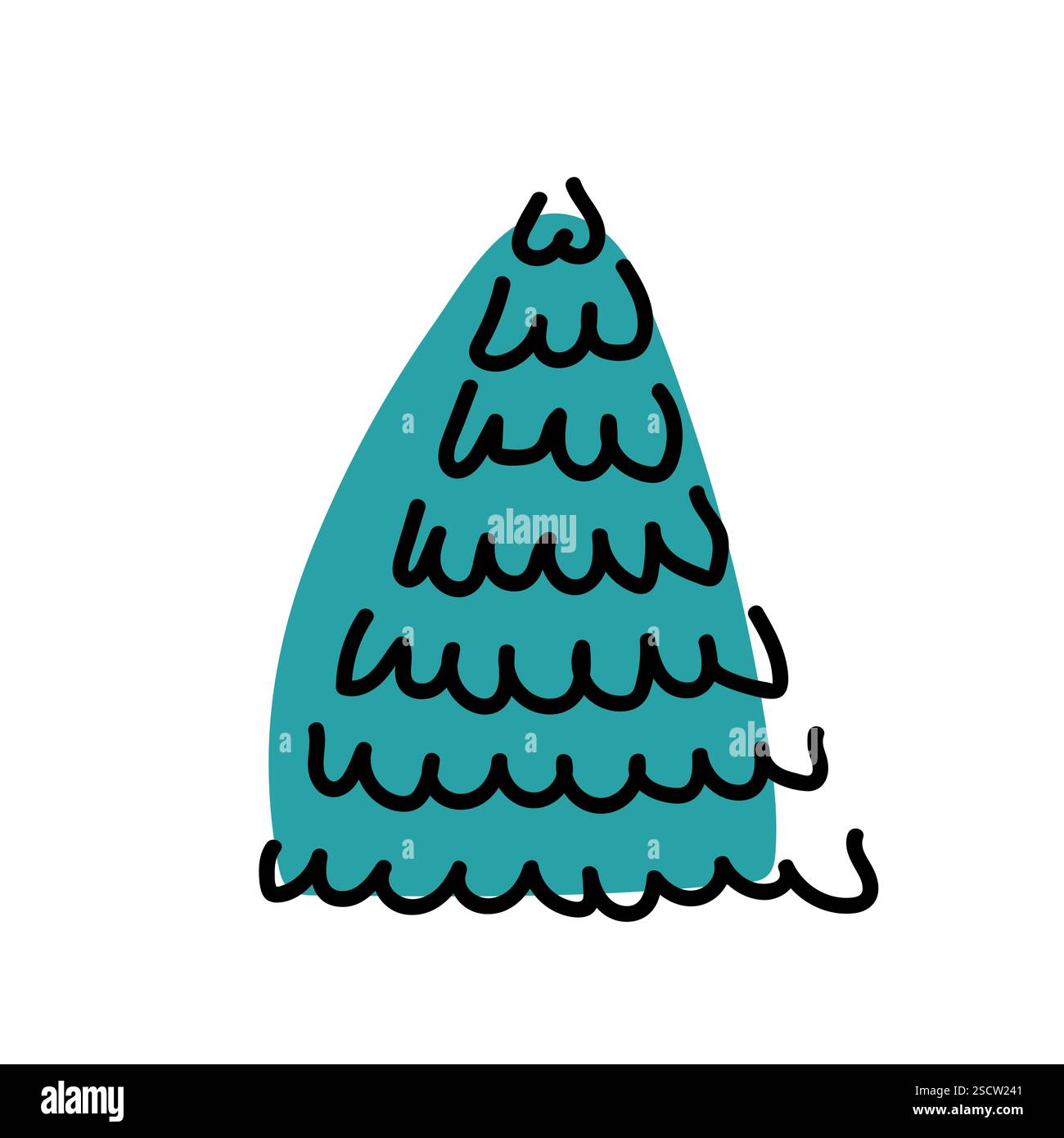 Stylized depiction of a tree with wavy lines in a bright color against ...