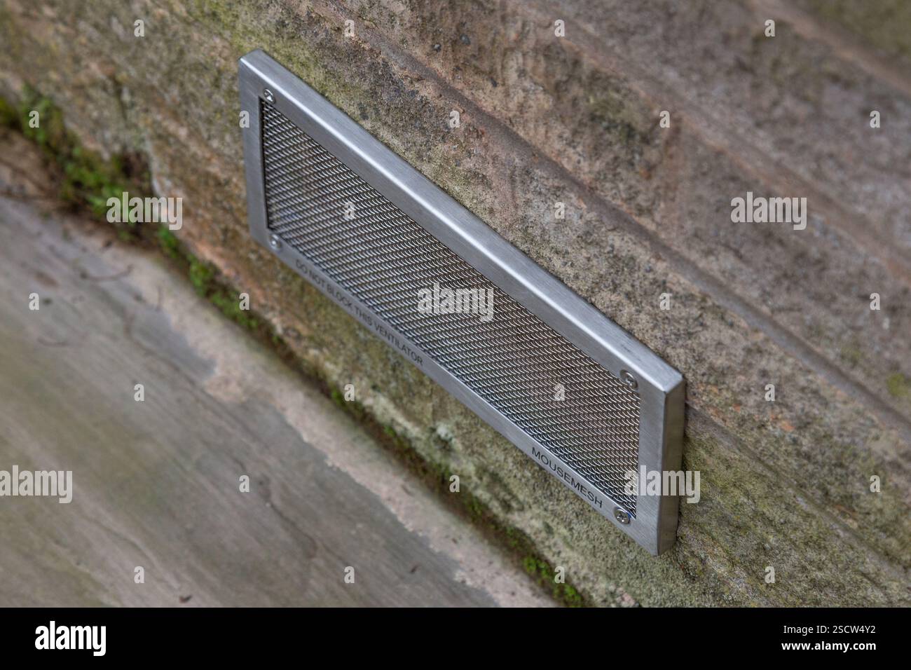 A stainless steel mesh air brick cover to prevent vermin (mice and rats ...