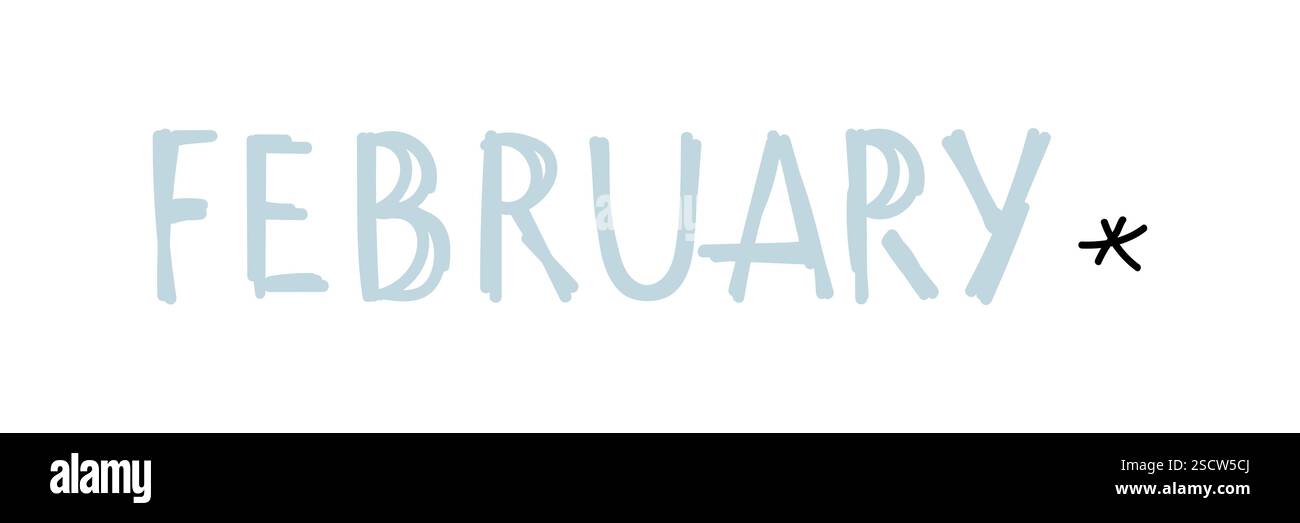 Unique hand-drawn illustration representing the month of February with ...