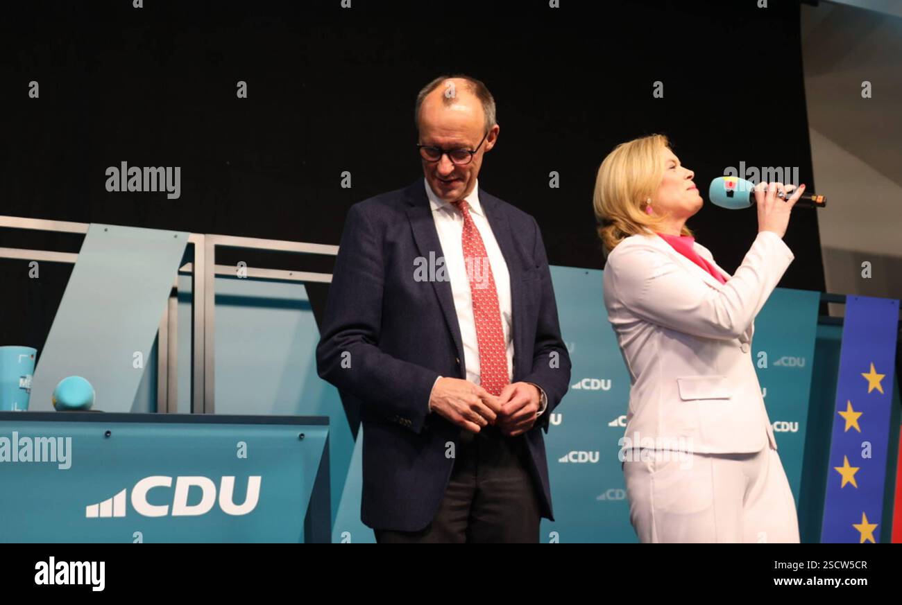 BundestagswahlKampf CDU 07.02.2025, Germany, Rheinland-Pfalz, Stromberg, Deutscher Michel Halle ...