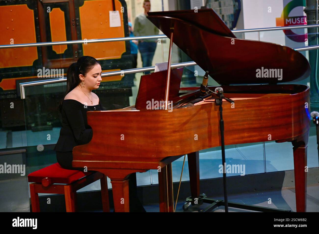 LONDON, UK. 7th Feb, 2025. Vusala Babayeva, Piano performs at the Launch of the Transport by ...