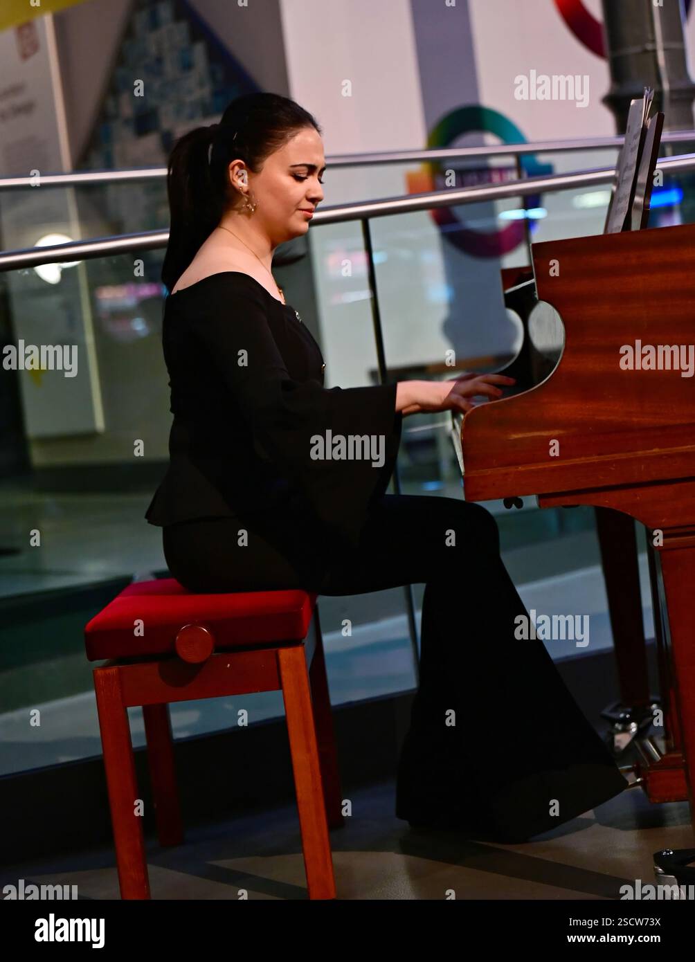 LONDON, UK. 7th Feb, 2025. Vusala Babayeva, Piano performs at the Launch of the Transport by ...