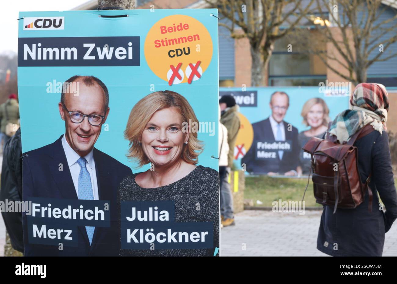 BundestagswahlKampf CDU 07.02.2025, Germany, Rheinland-Pfalz, Stromberg, Deutscher Michel Halle ...