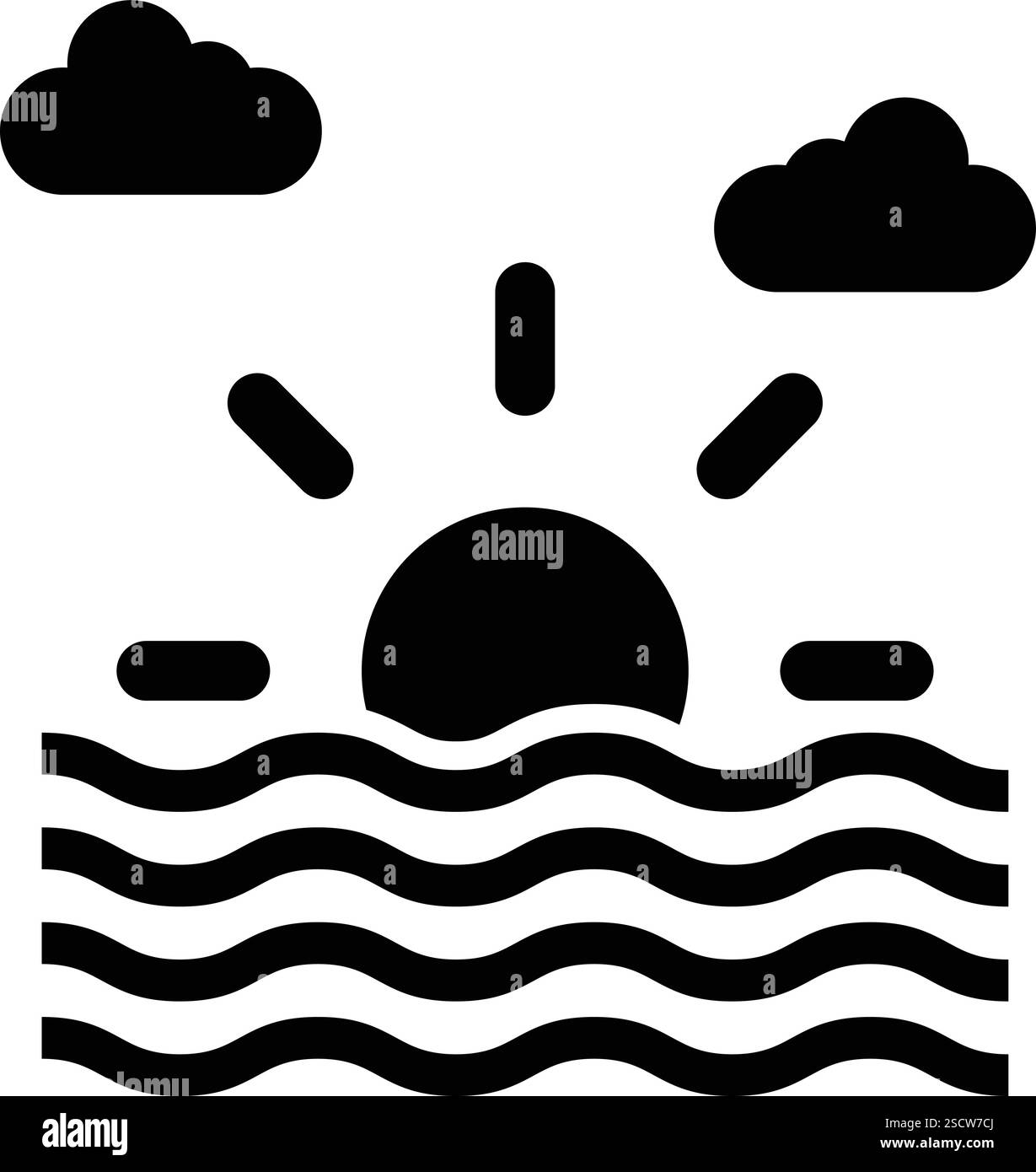 Flat design vector sea Black and White Stock Photos & Images - Alamy