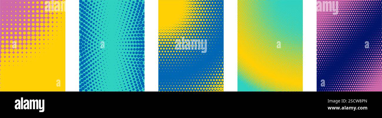 Creative half-tone backgrounds in vibrant colors for design. Vector ...