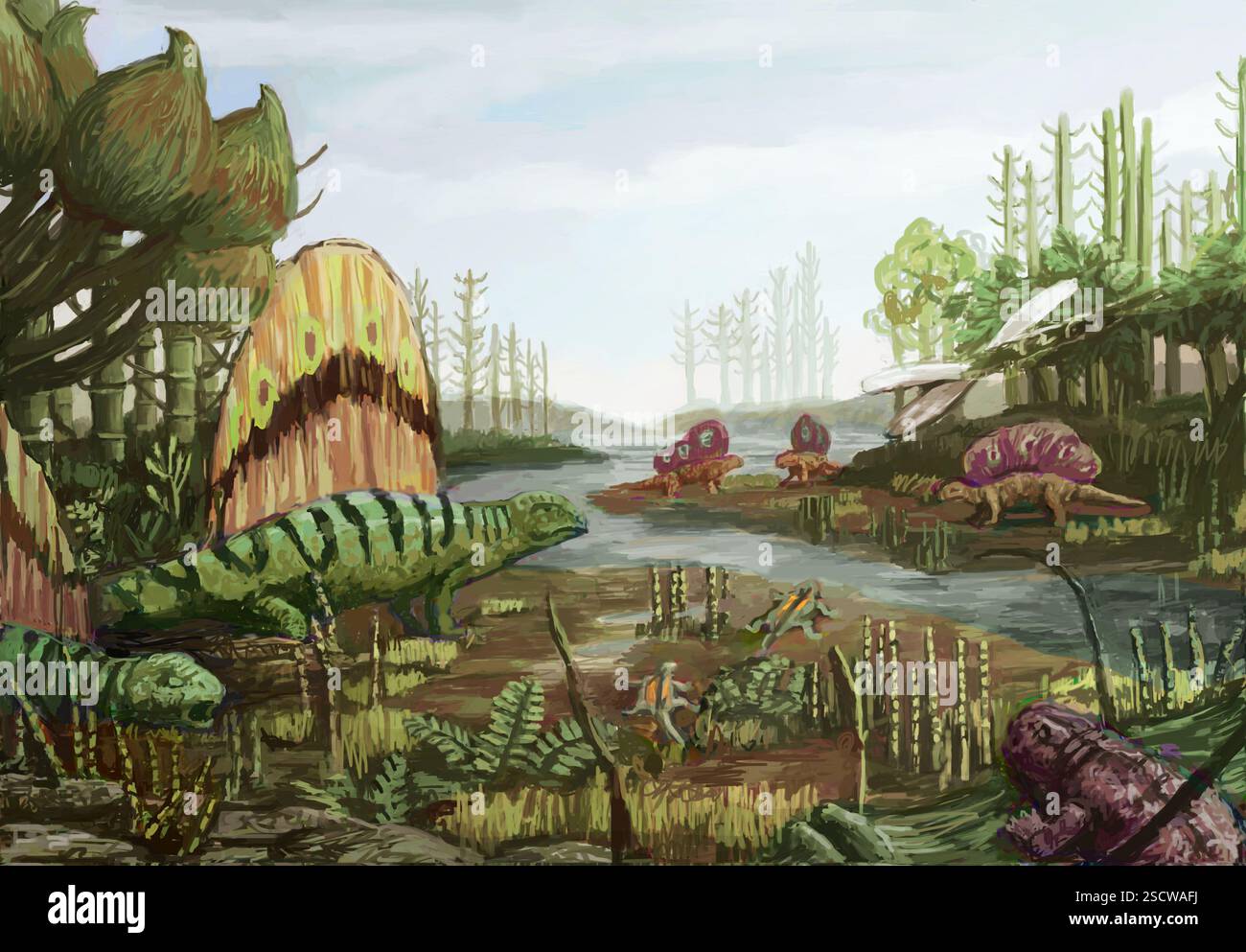 A conceptual illustration of the Permian geologic period, which spanned ...