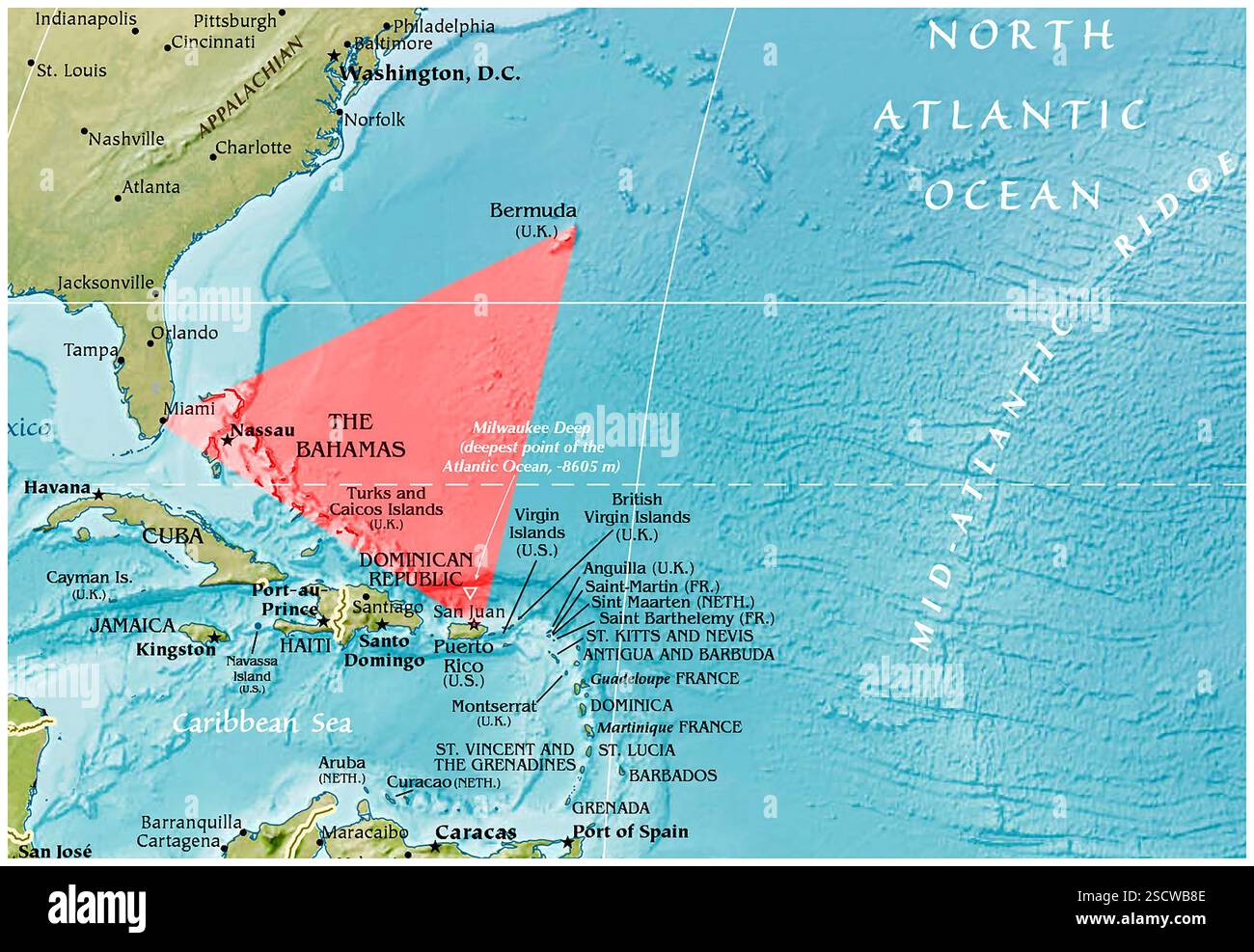 Bermuda Triangle Map Stock Photo - Alamy