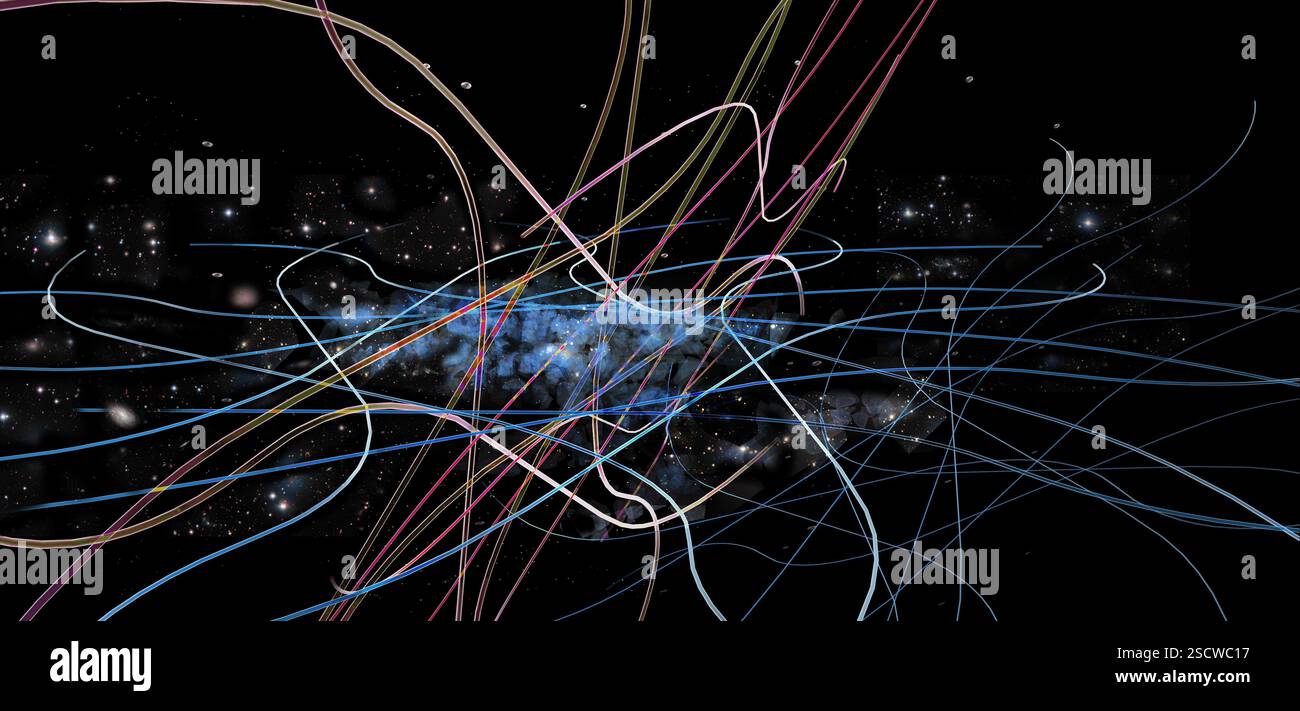 String theory, conceptual image. This theory tries to unify the four ...