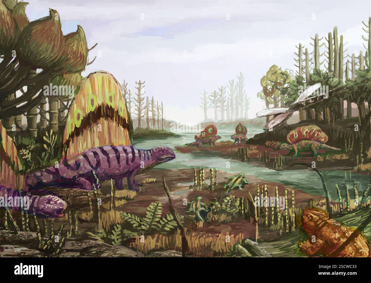 A conceptual illustration of the Permian geologic period, which spanned ...