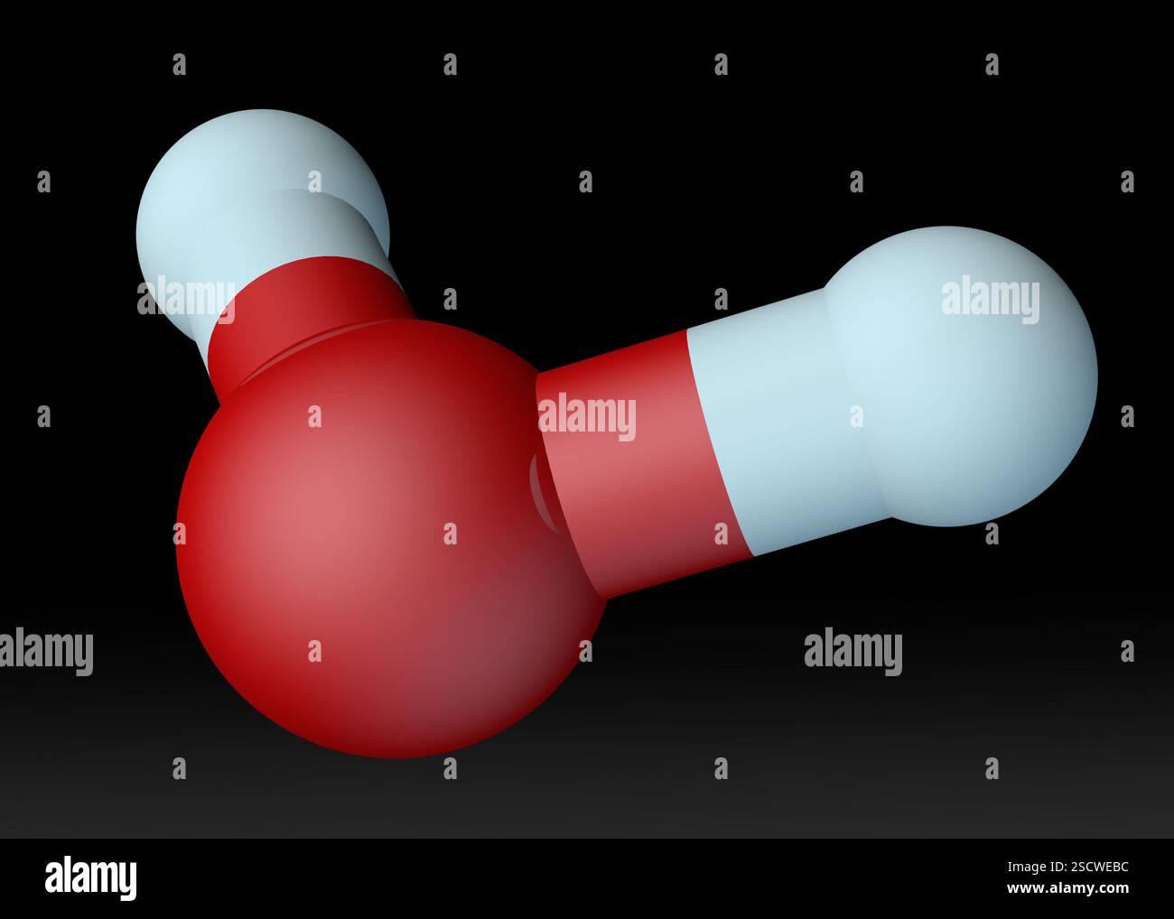 3D illustration of a water (H2O) molecule. Atoms included are hydrogen ...