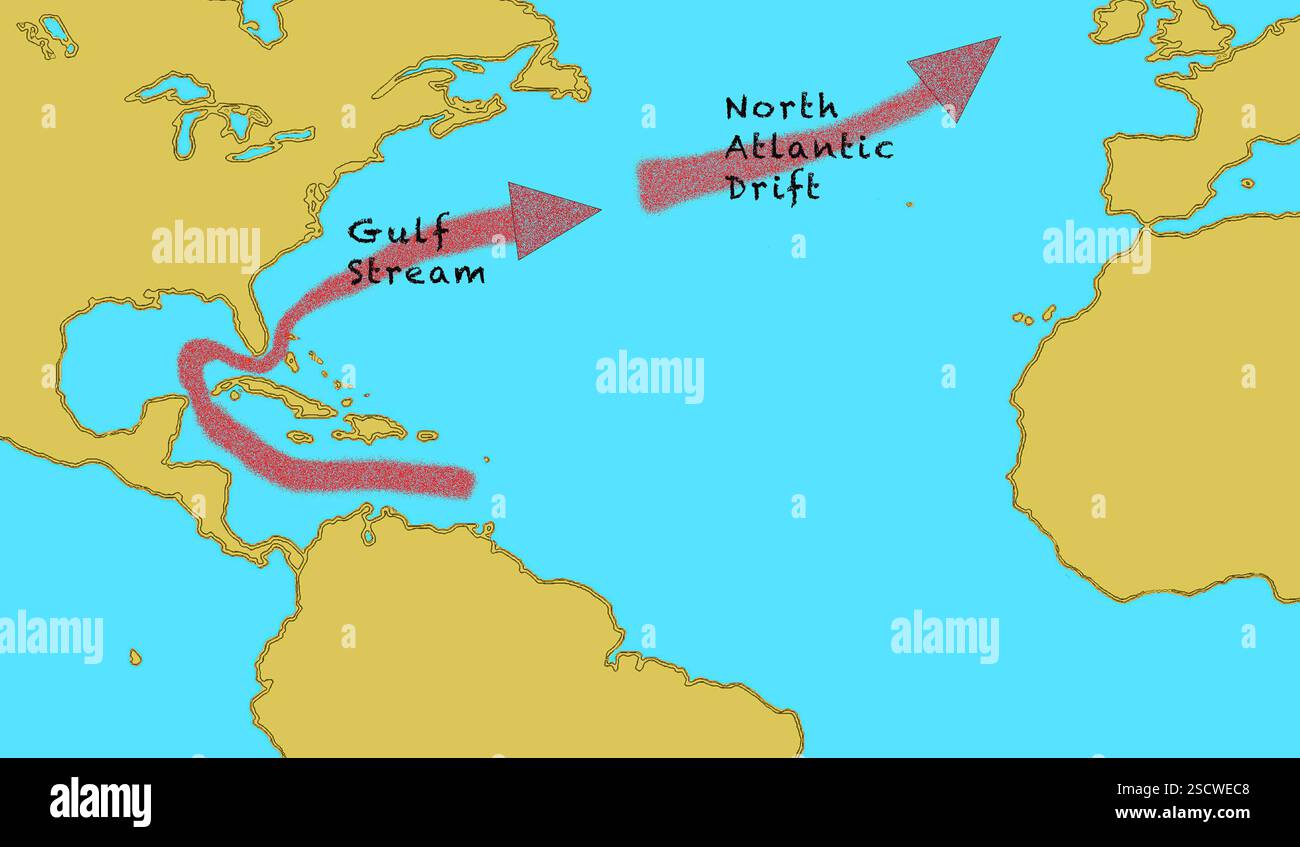 A map of the Gulf Stream and the North Atlantic Drift in the Atlantic ...