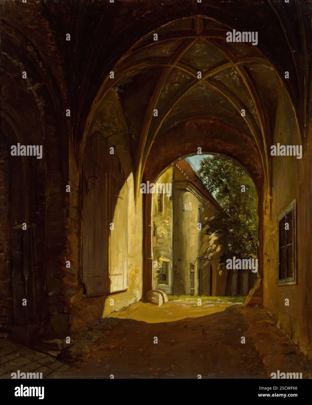 A vaulted Hall in the Scharfenberg Castle near Dresden, probably 1829 ...