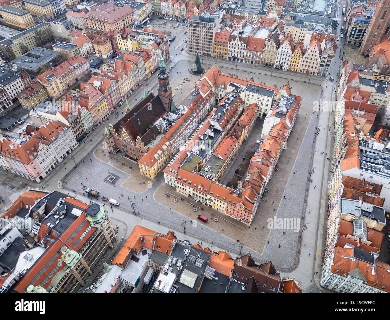 Wroclaw, Poland: Aerial view of the famous market square in Wroclaw ...