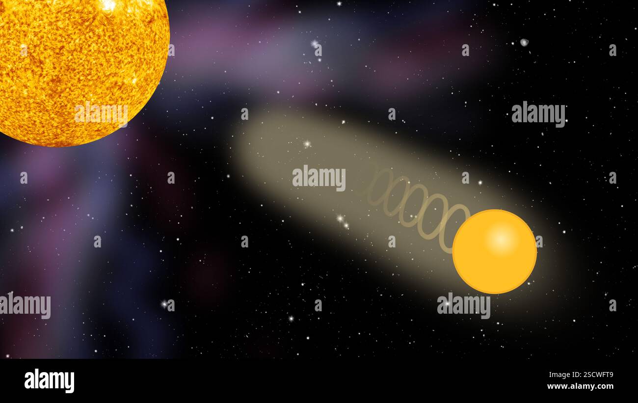 Illustration of a Photon Traveling From the Sun Stock Photo - Alamy