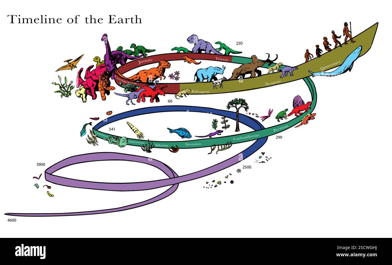 Timeline of the Earth. It shows how life evolved on Earth's geological ...