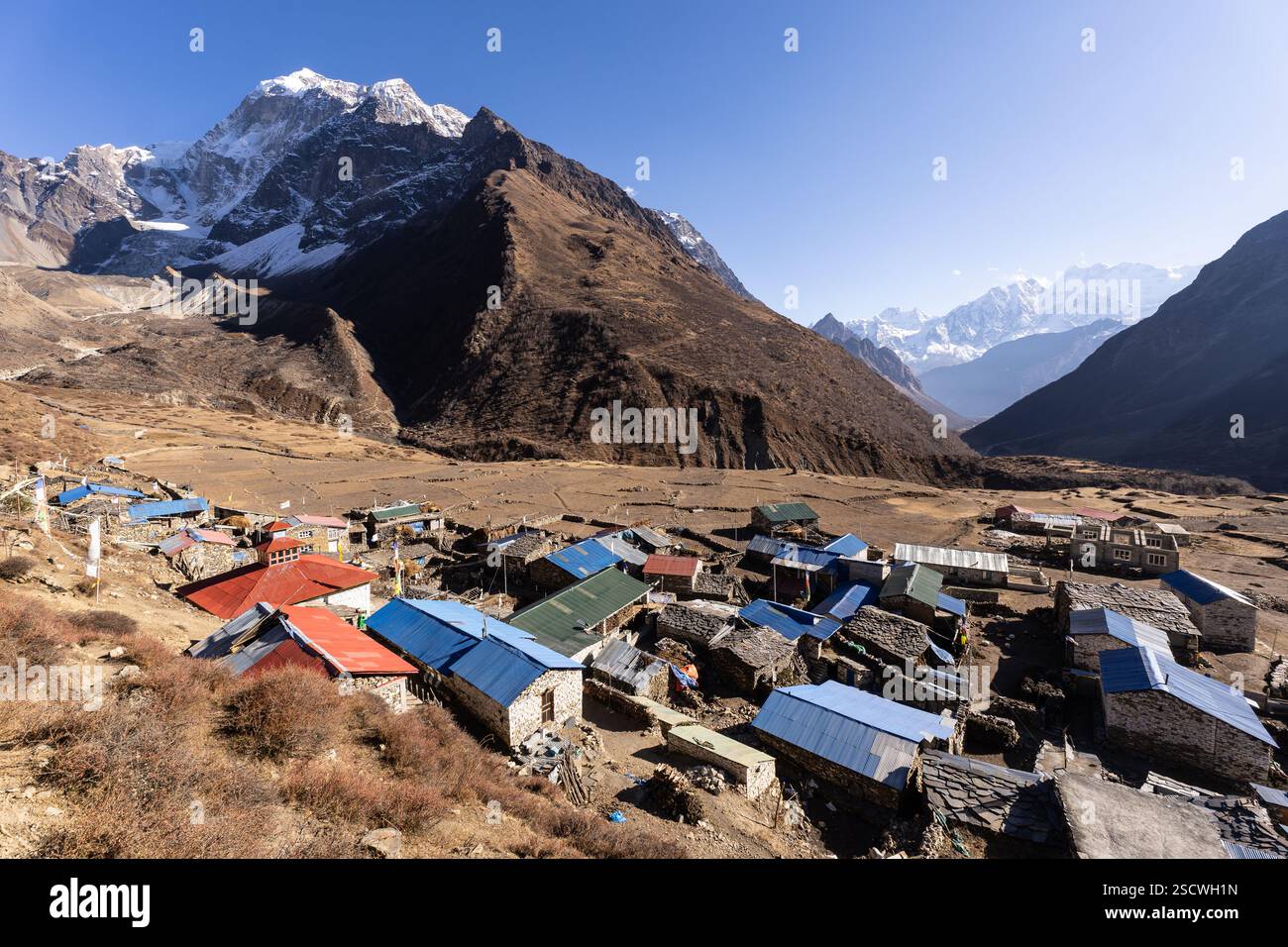 Samdo, Nepal: Panoramic view of the Tibetan village of Samdo along the ...