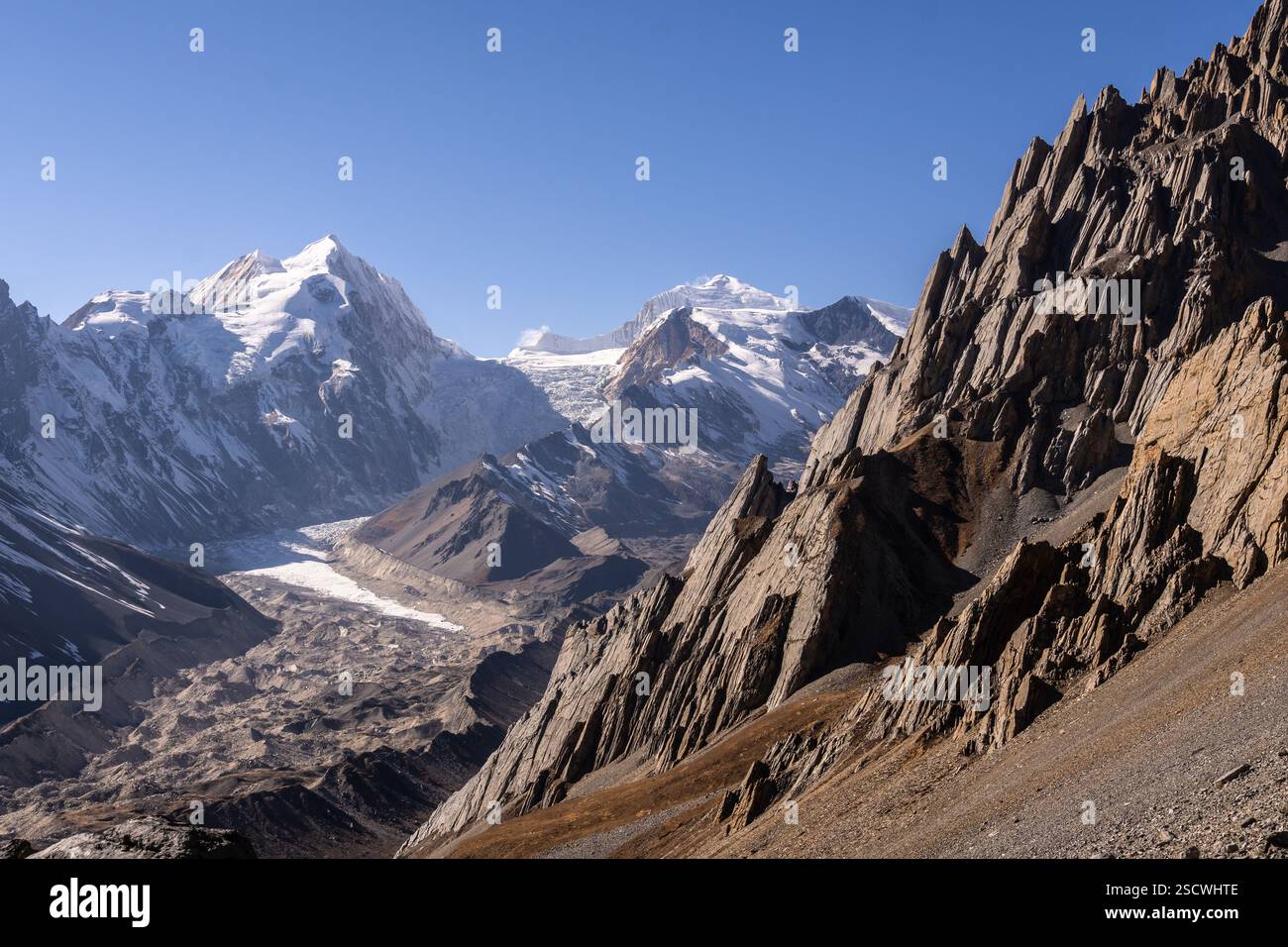 Manaslu Circuit, Nepal: Landscape of the Chinese Tibet border, the Rui ...