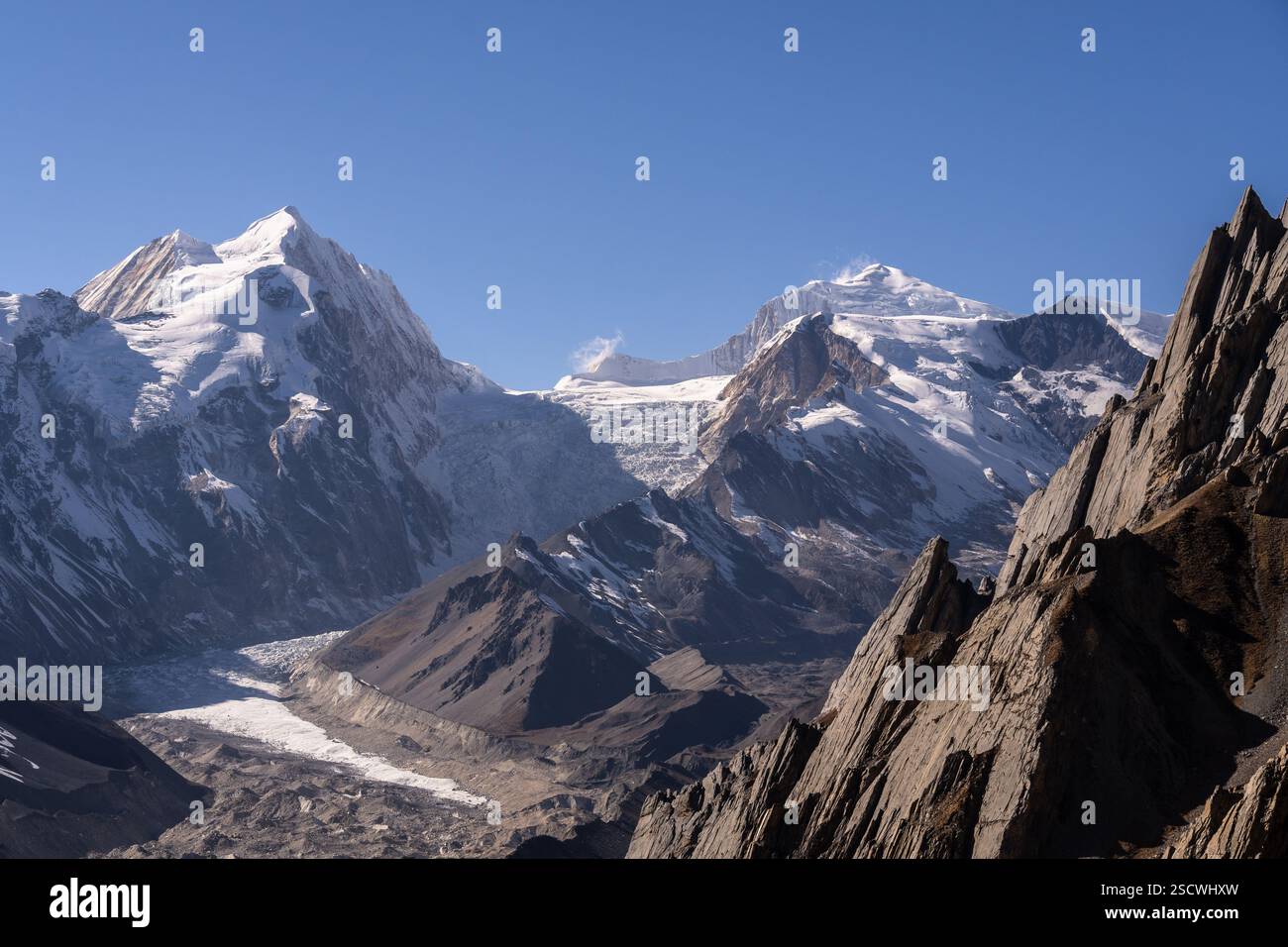 Manaslu Circuit, Nepal: Landscape of the Chinese Tibet border, the Rui ...