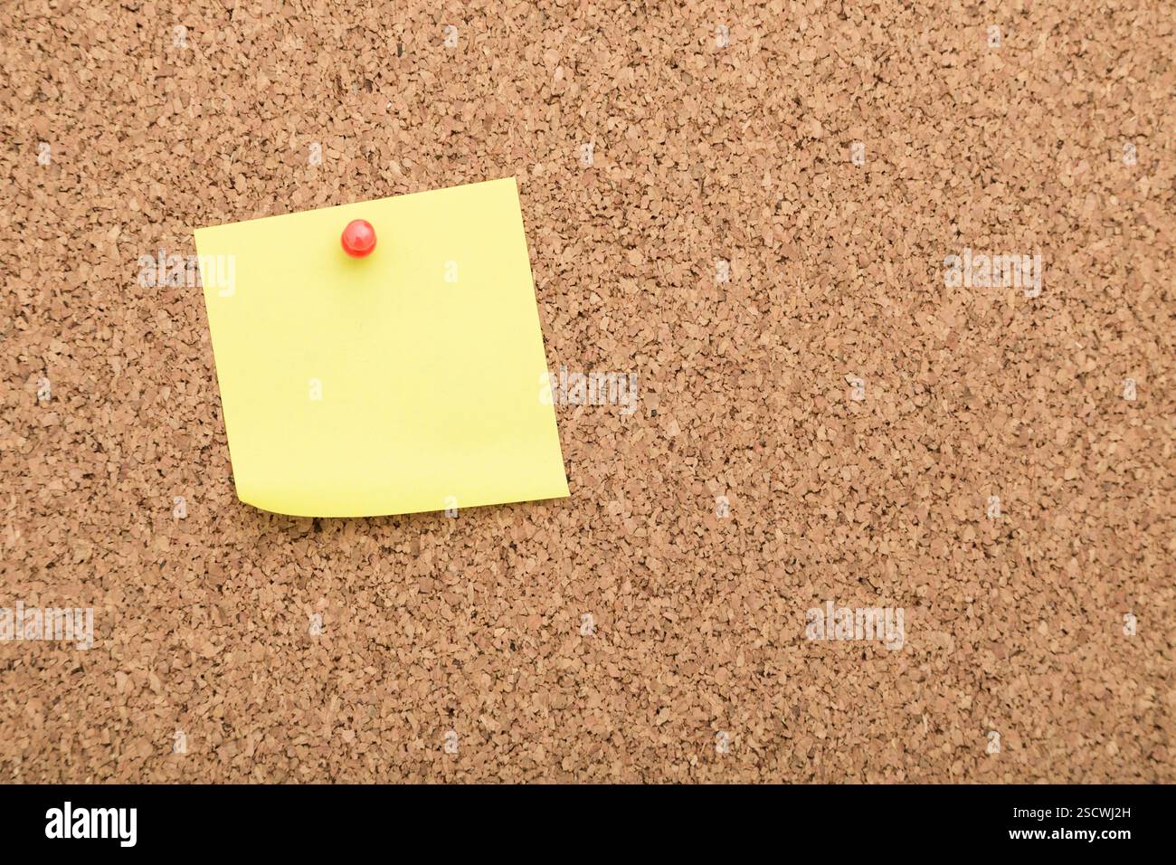 Sticky note pinned on a corkboard in an office setting during daytime ...