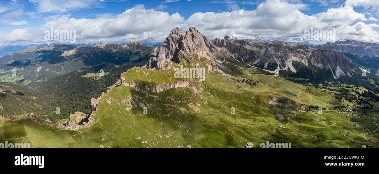 Panorama of Seceda Ridge in the Dolomites, Italy. The vibrant green ...