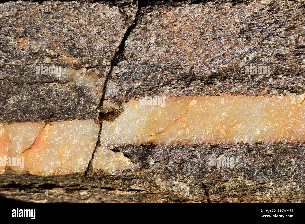 Stratified rocks of different materials with fracture probably by ...