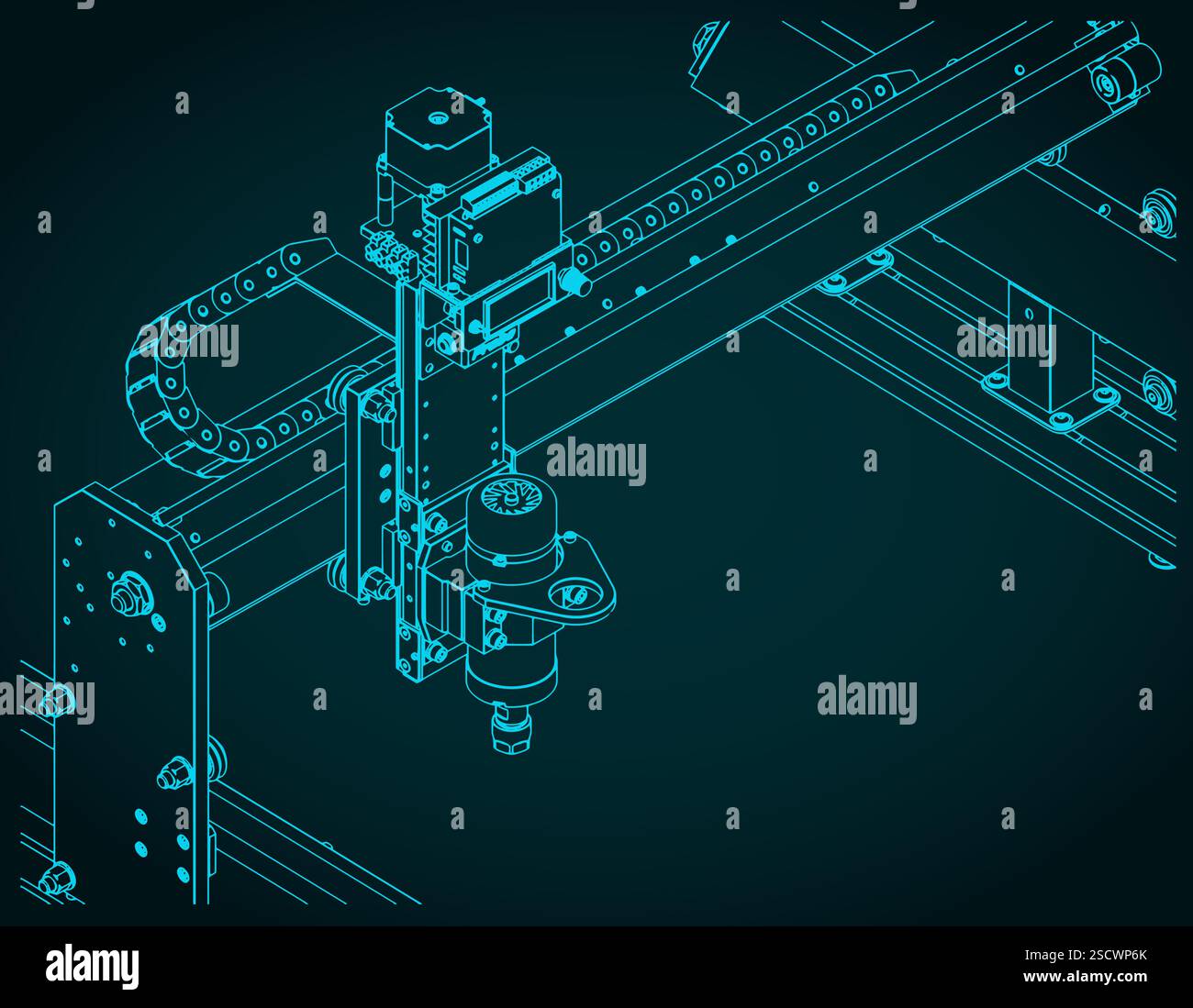 CNC Router isometric blueprint sclose-up Stock Vector Image & Art - Alamy