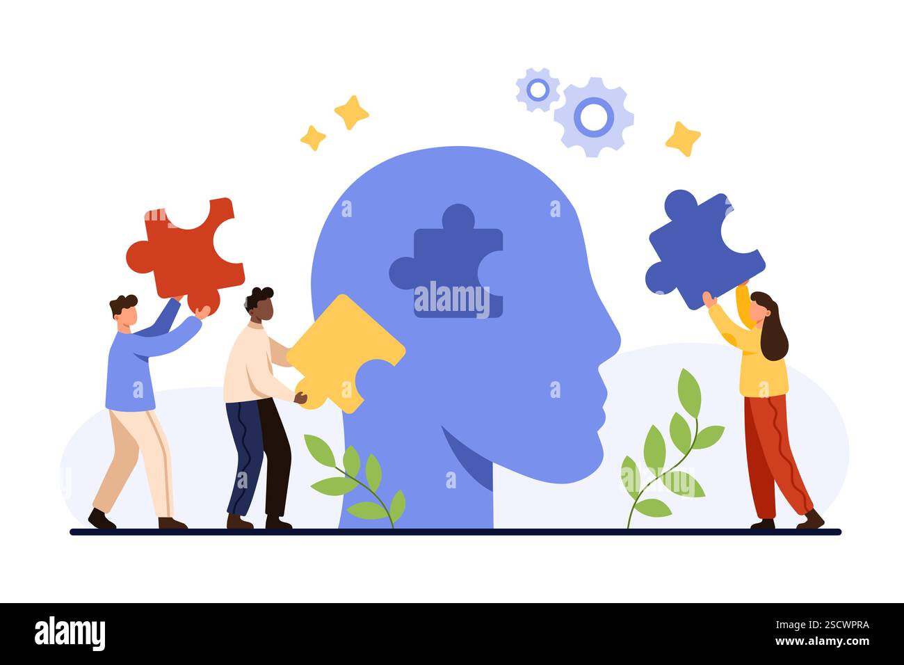 Mental health support and coach consultation, psychology. Tiny people ...