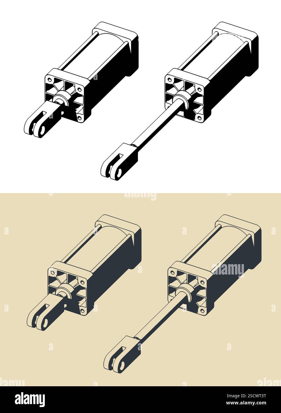 Pneumatic cylinder isometric illustrations Stock Vector Image & Art - Alamy