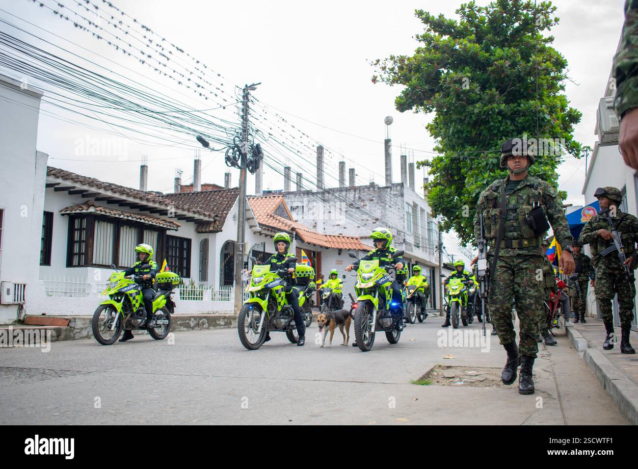 Colombian police and army on patrol, military and police forces patrolling together, Colombian ...