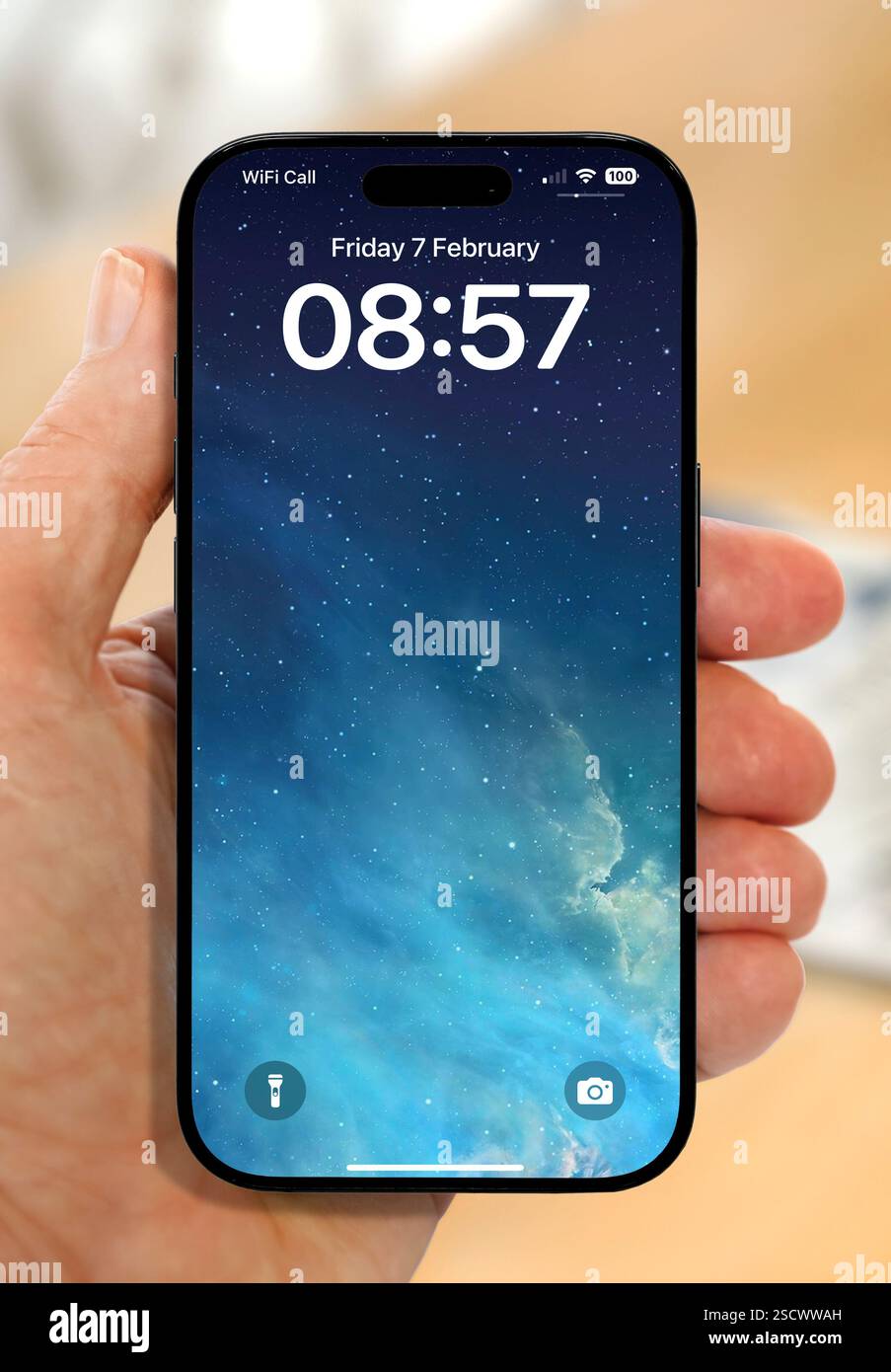 Lock screen on an iPhone 16 Plus Stock Photo - Alamy