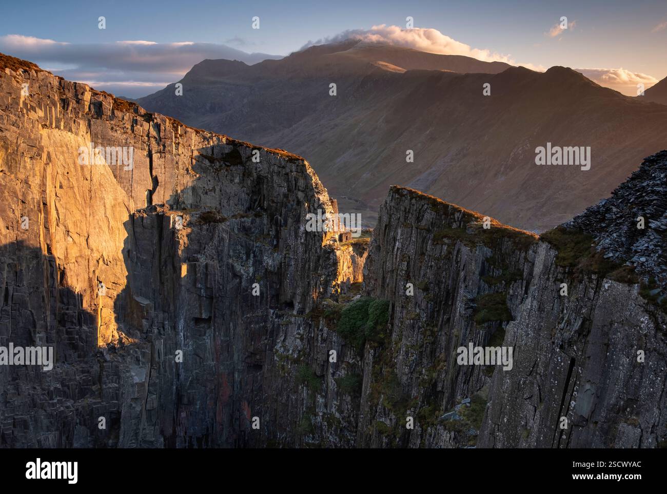 Dinorwig Quarry backed by Yr Wyddfa (Mount Snowdon), Eryri or Snowdonia ...