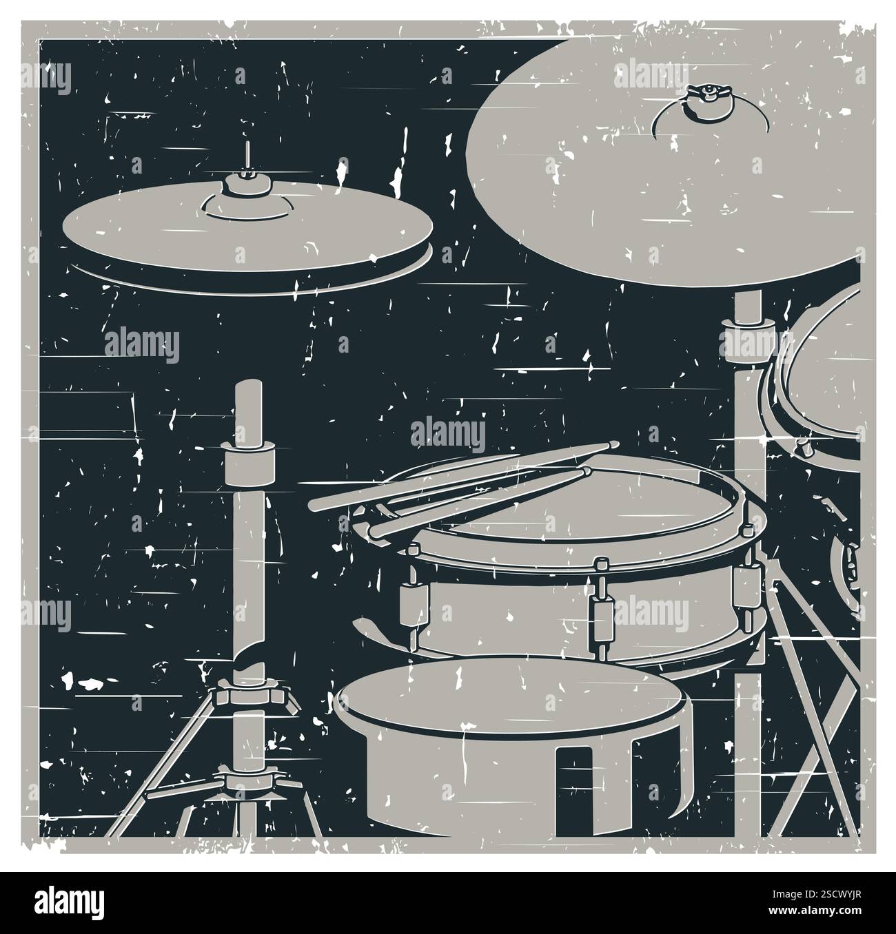 Drum kit close up retro poster illustration Stock Vector Image & Art ...