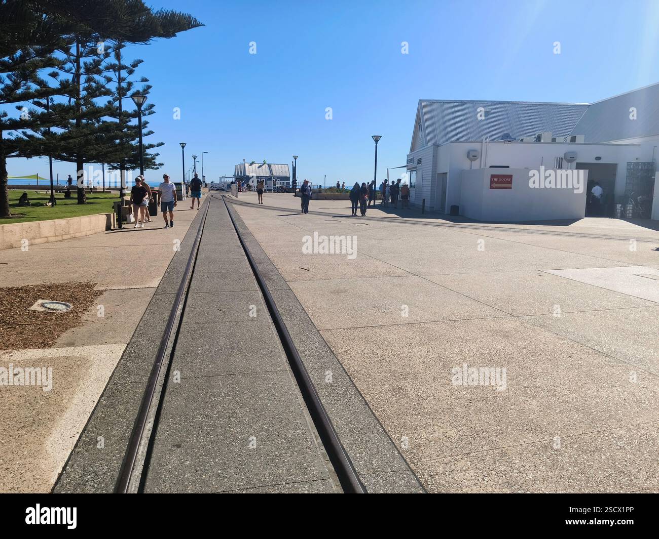Beach side blue sky with a rail track, ocean railway in Perth, Western ...