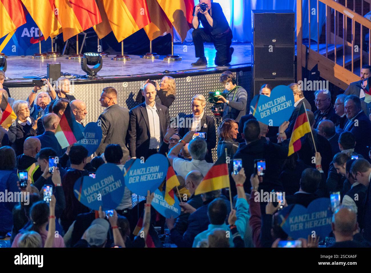 Greding, Bavaria, Germany - February 7, 2025: Election campaign event of the AfD Alternative for ...