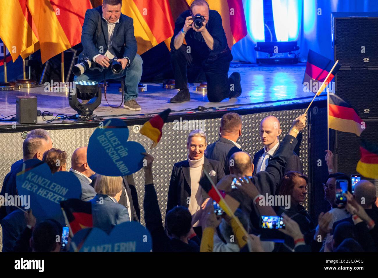 Greding, Bavaria, Germany - February 7, 2025: Election campaign event of the AfD Alternative for ...
