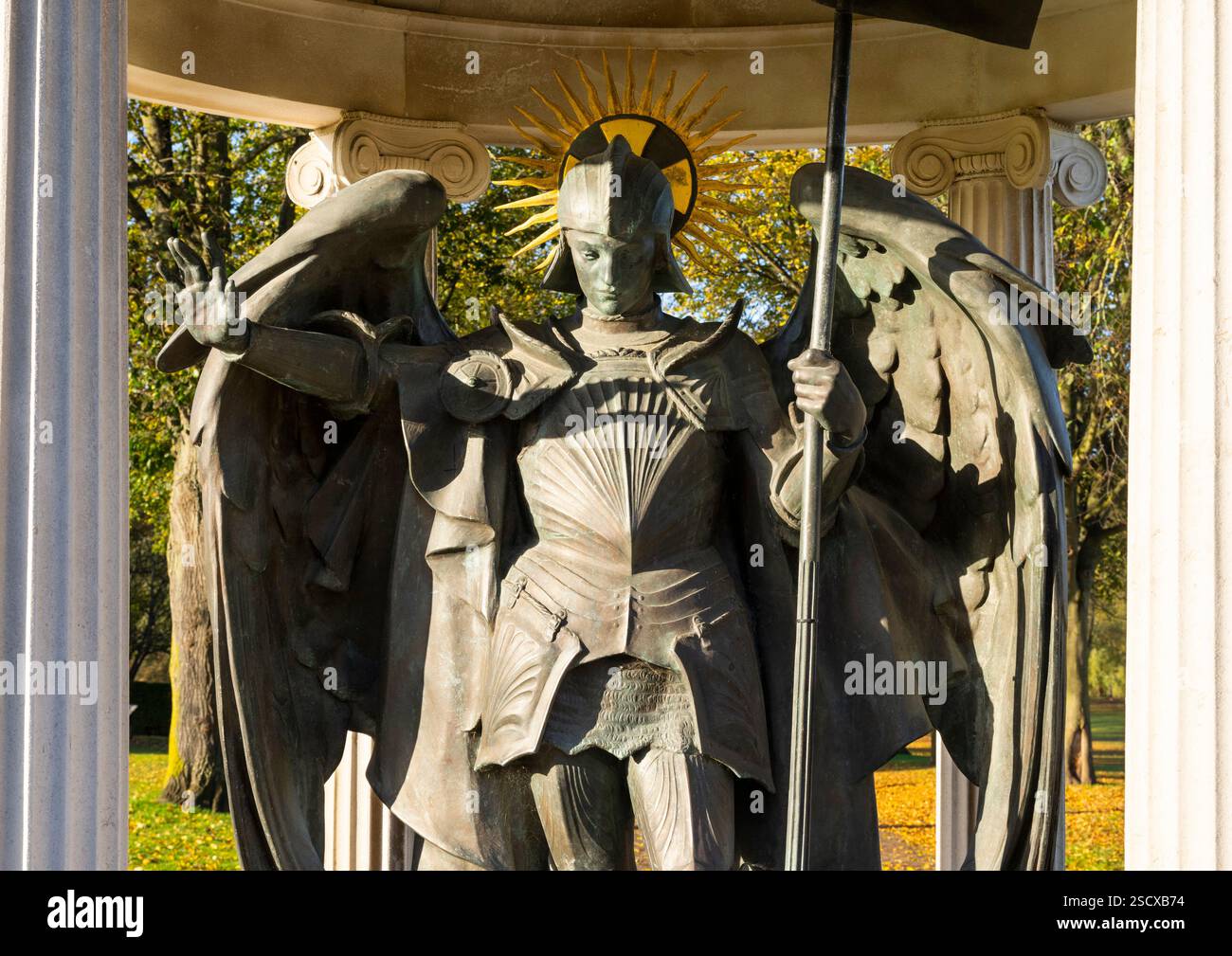 War memorial by George Hubbard, with sculpture of St Michael by Allan ...