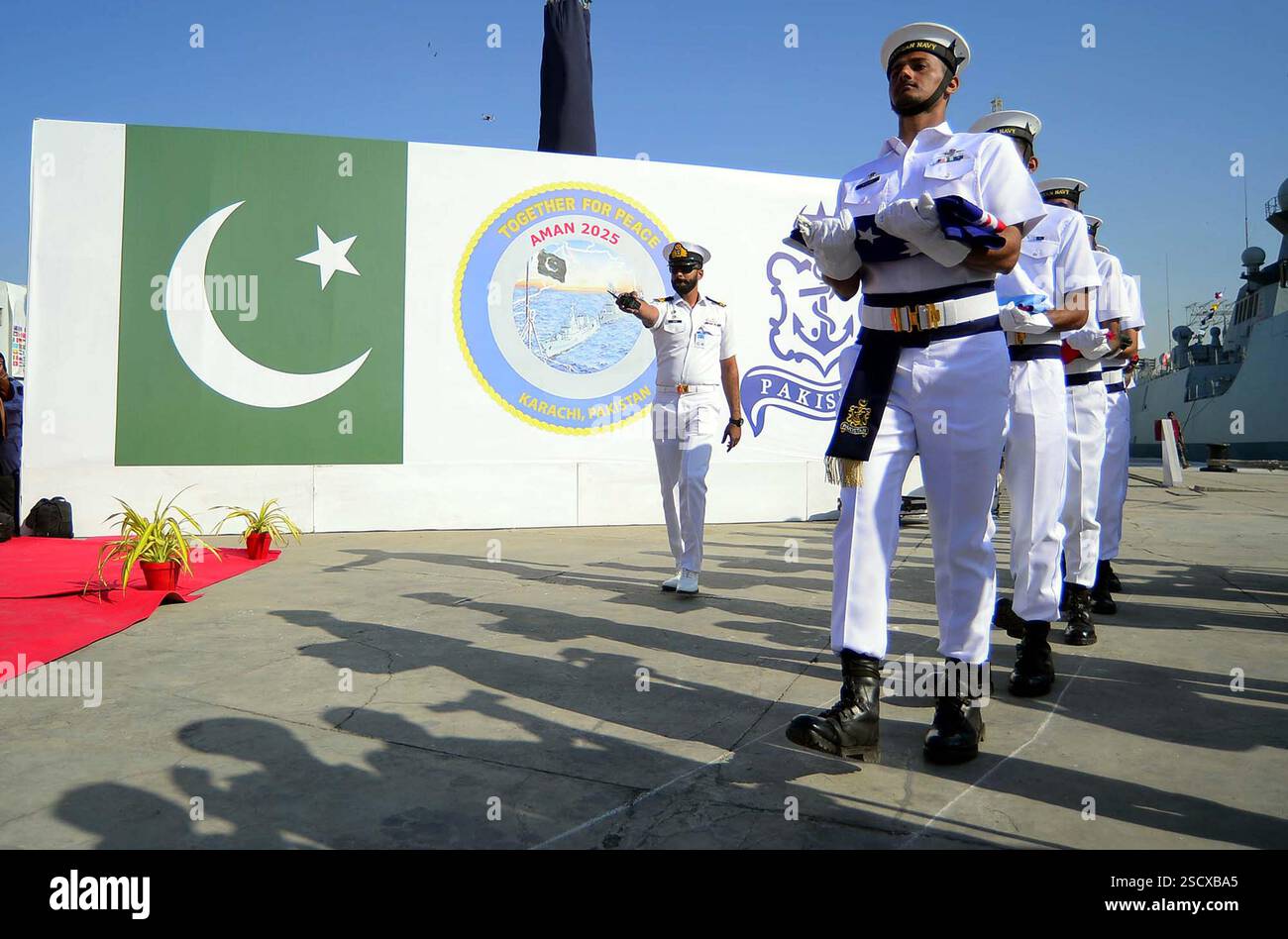 Naval Cadets are presenting guard of honor during the Flag Hoisting ...