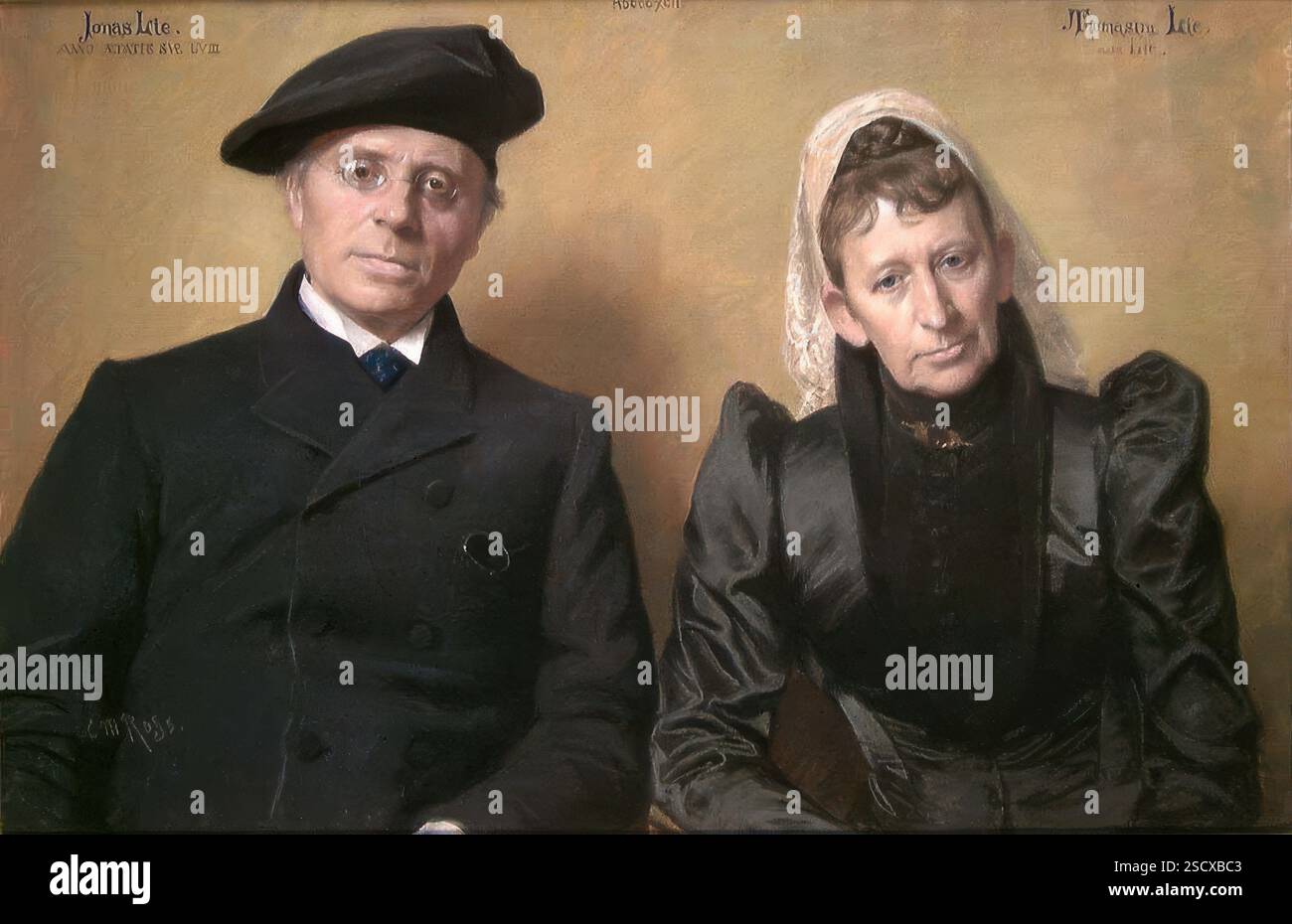 Portrait of the Author Jonas Lie and his Wife Thomasine, 1892 Stock ...