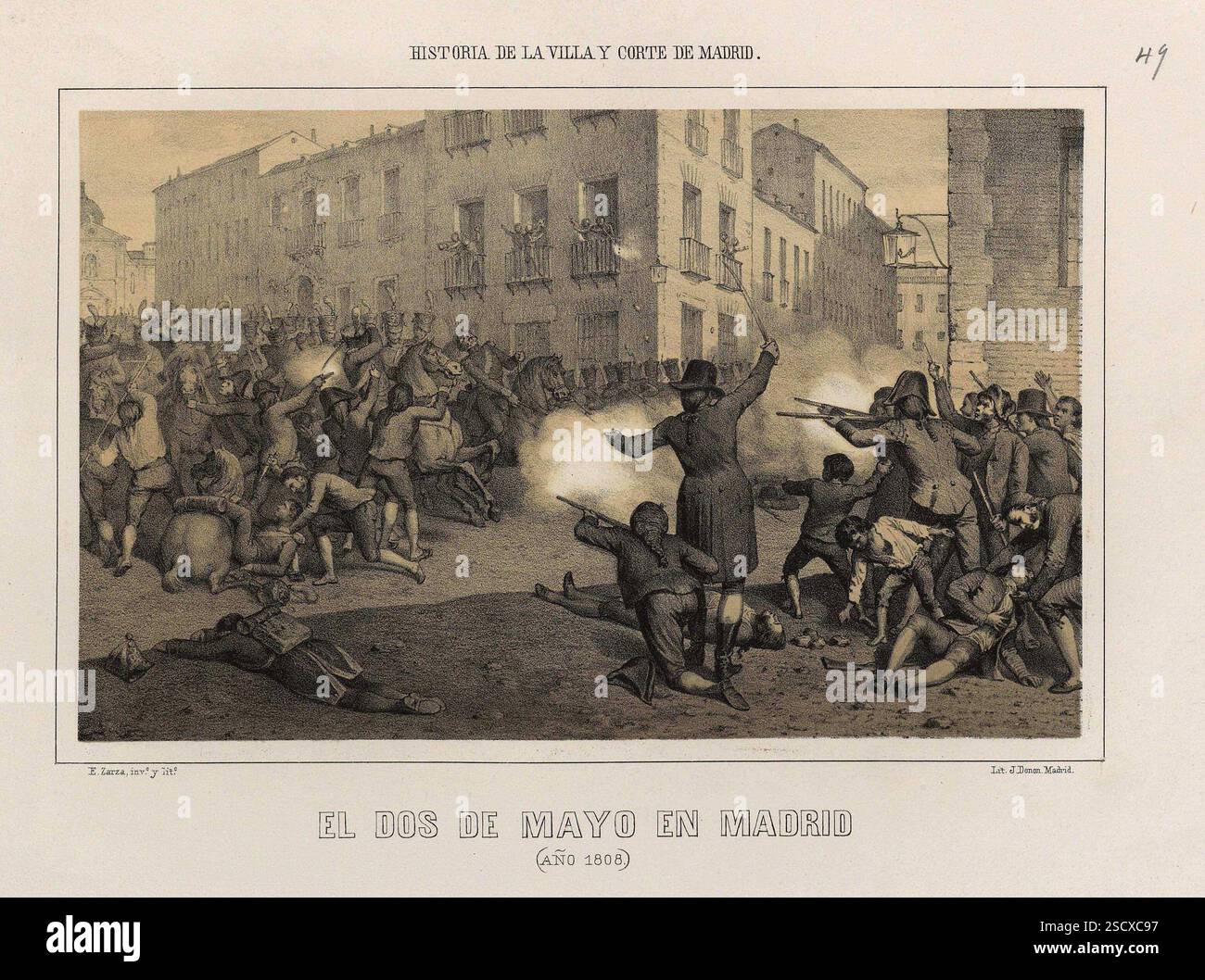 A drawing showing French troops firing on protesters in the street ...