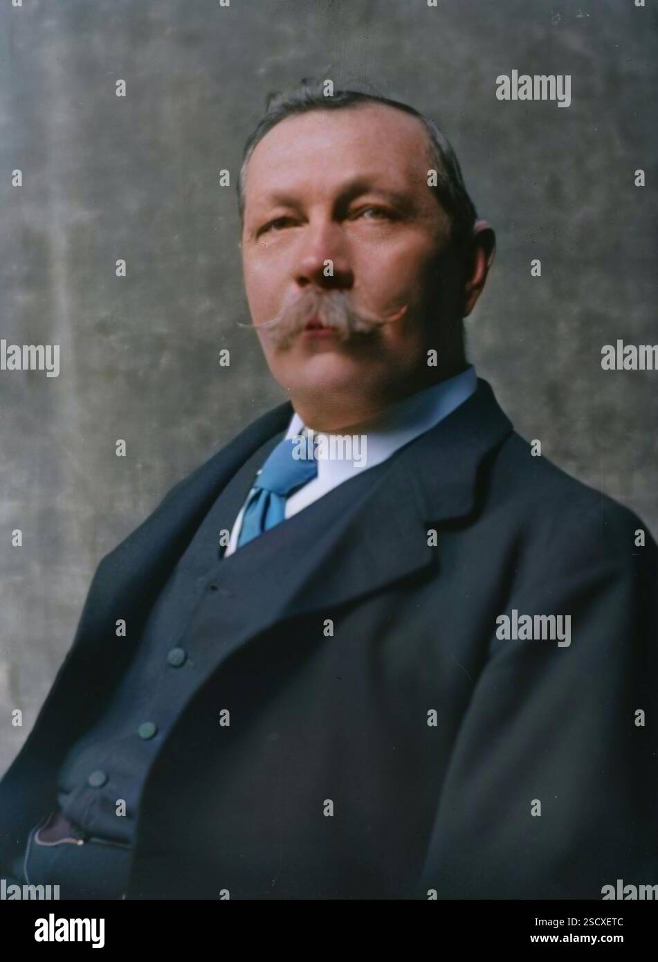 Doyle, Arthur Conan, Sir, portrait photograph, 1914 June 1. (Colorised ...