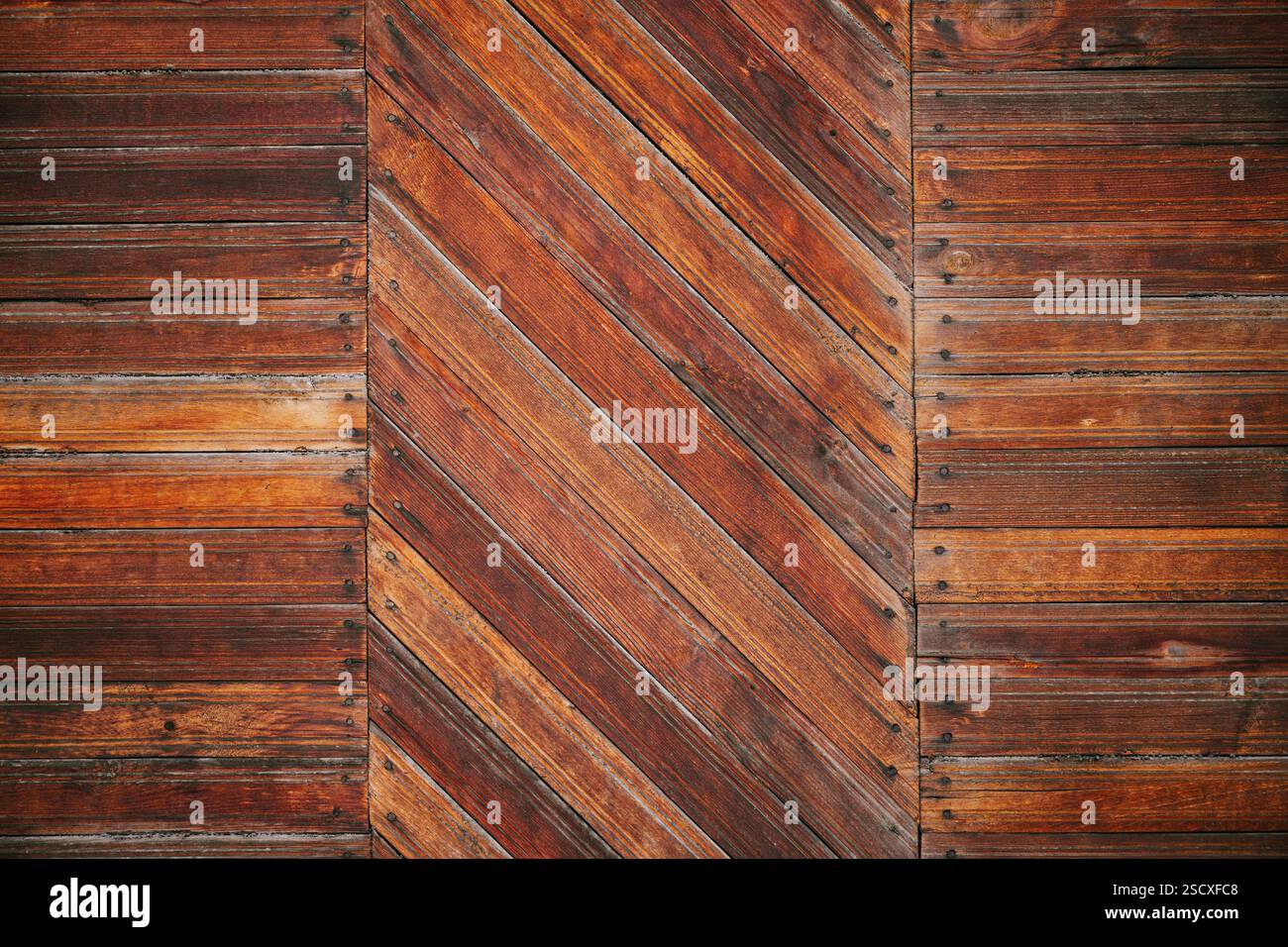 Facade bars with wood texture made in a pattern. Old house Stock Photo ...